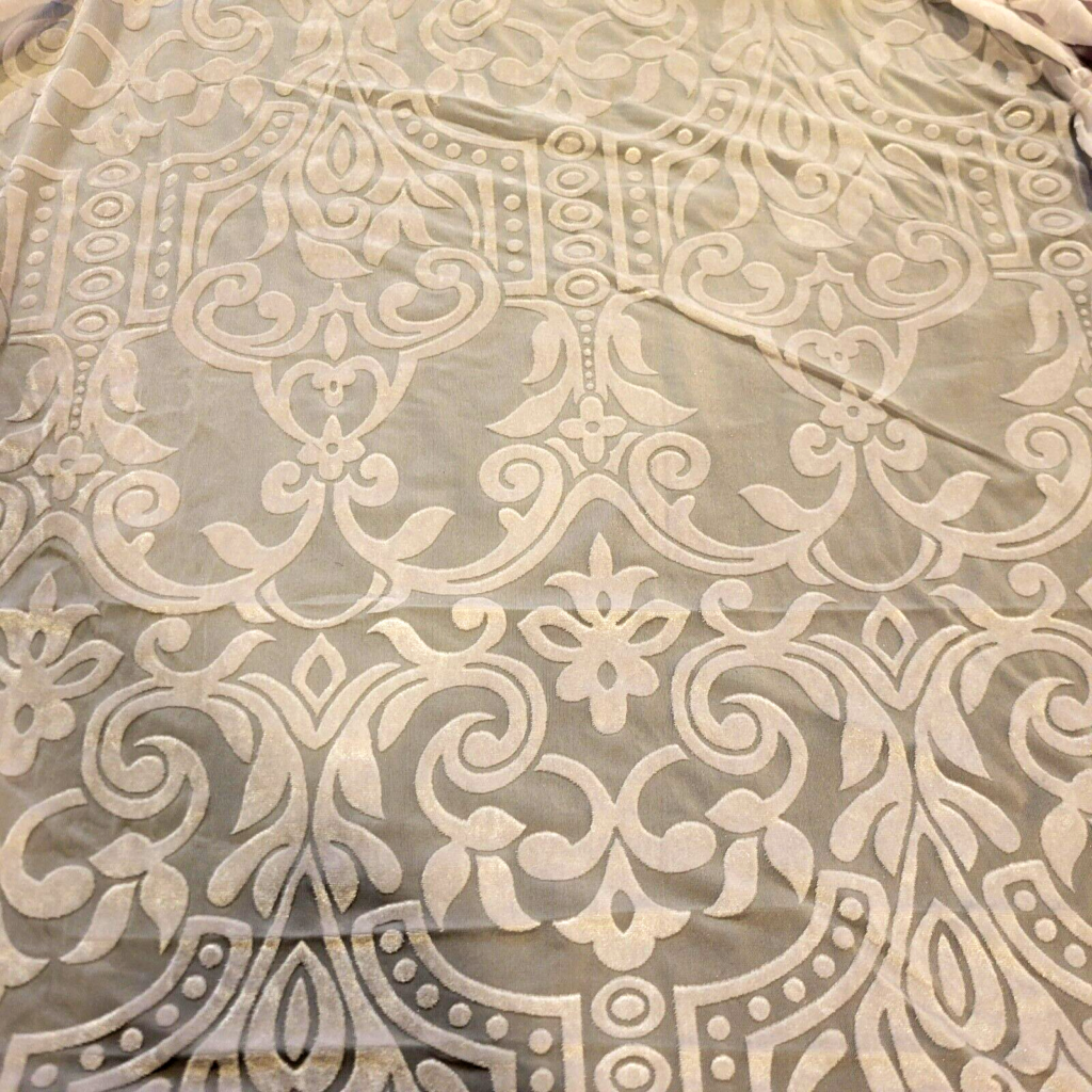 White on White Velveteen Devore Burnout w/ Rococo Pattern - Beautiful ...