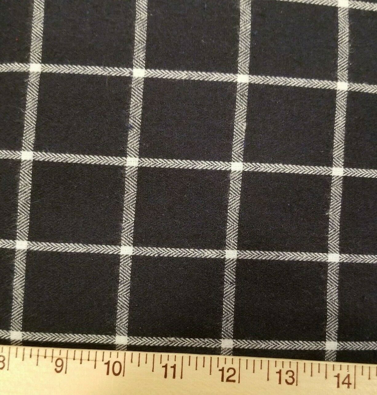 Navy and White Cotton/Poly/Viscose Flannel Windowpane - Soft and Cozy ...