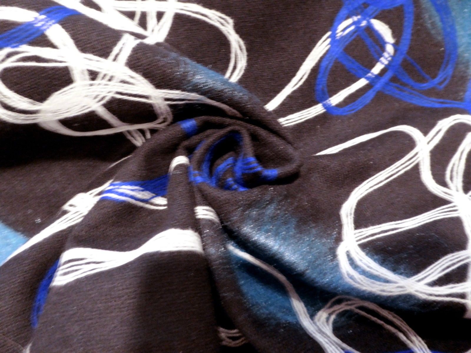 Black Felted Wool-Like with Yarns & Tufts of Blue, White, and Aqua ...