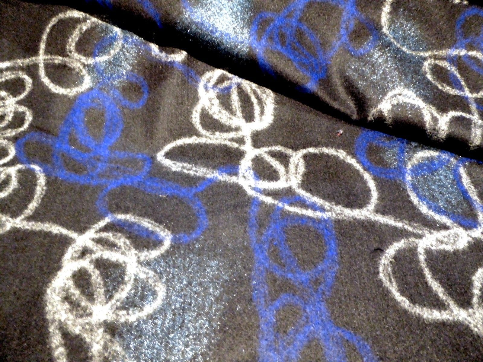 Black Felted Wool-Like with Yarns & Tufts of Blue, White, and Aqua ...