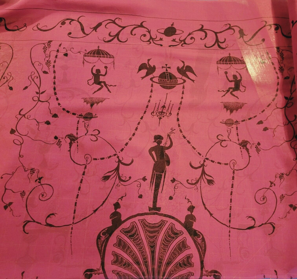 Burgundy Silk Chiffon with AMAZING Victorian Style Print in Black ...