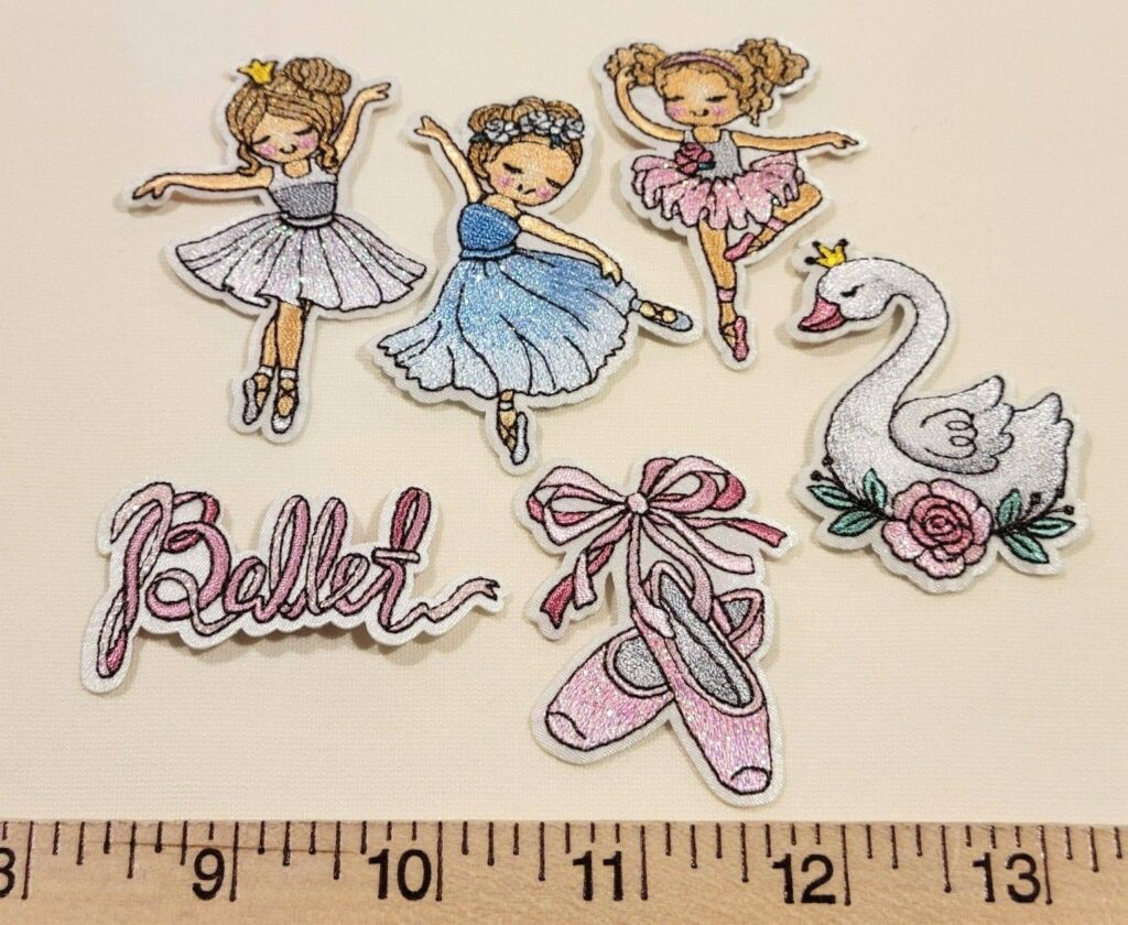 Pretty Ballet & Ballerina Shaped Embroidered Iron-On/Sew-On Patches ...